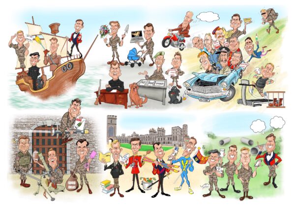 MILITARY GROUP CARICATURE - Paul Baker Cartoons and Caricatures